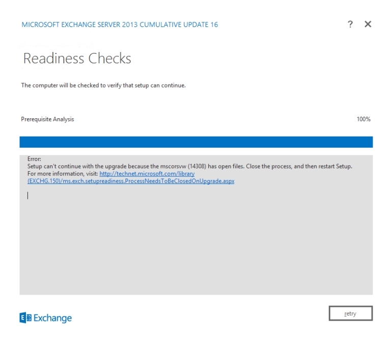 [TSHOOT] - Exchange 2013 : Message d'erreur mscorsvw lors de la mise à jour avec un CU - SYS Advisor